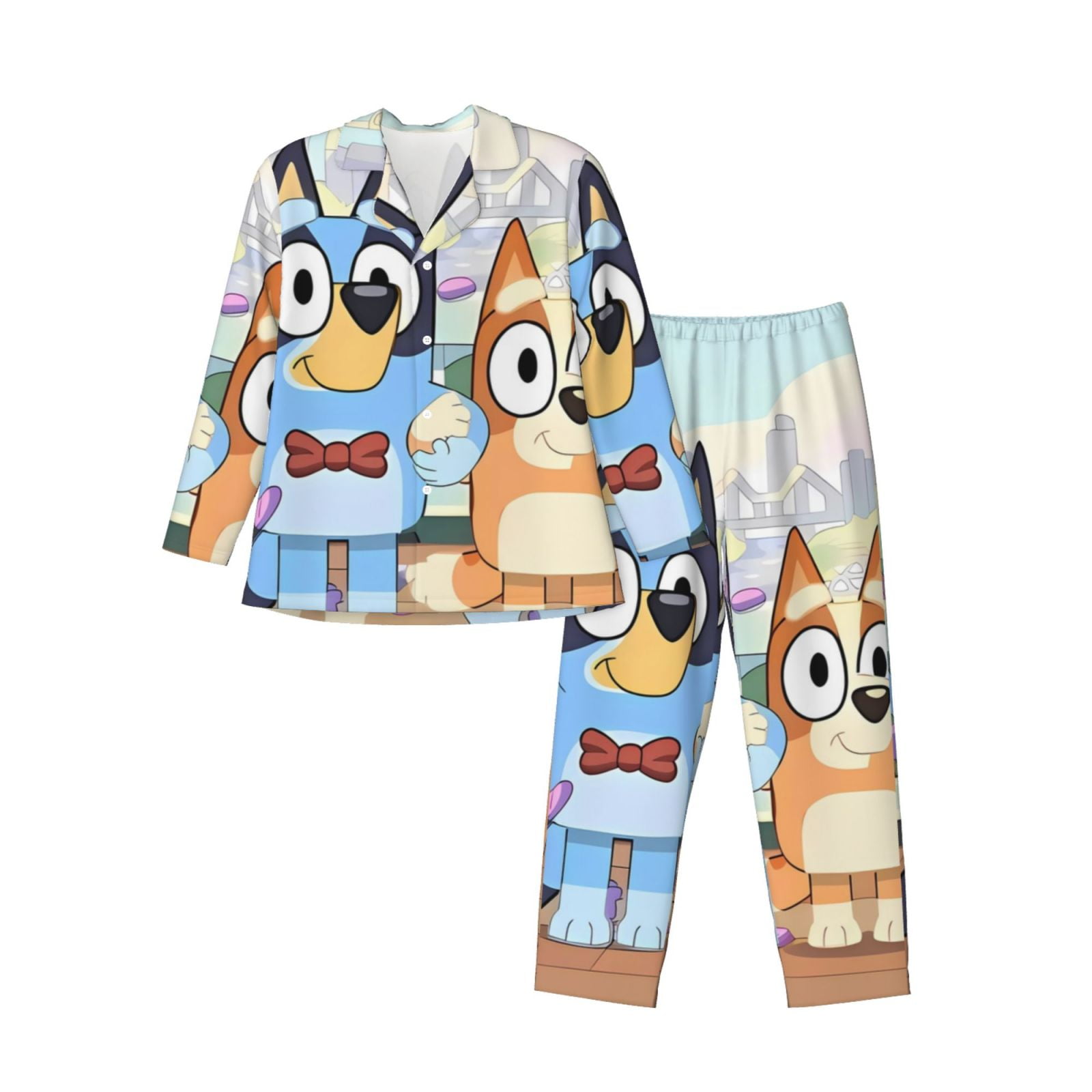 Netaao Bluey for Pajamas Set Long Sleeve Sleepwear Mens Button Down ...