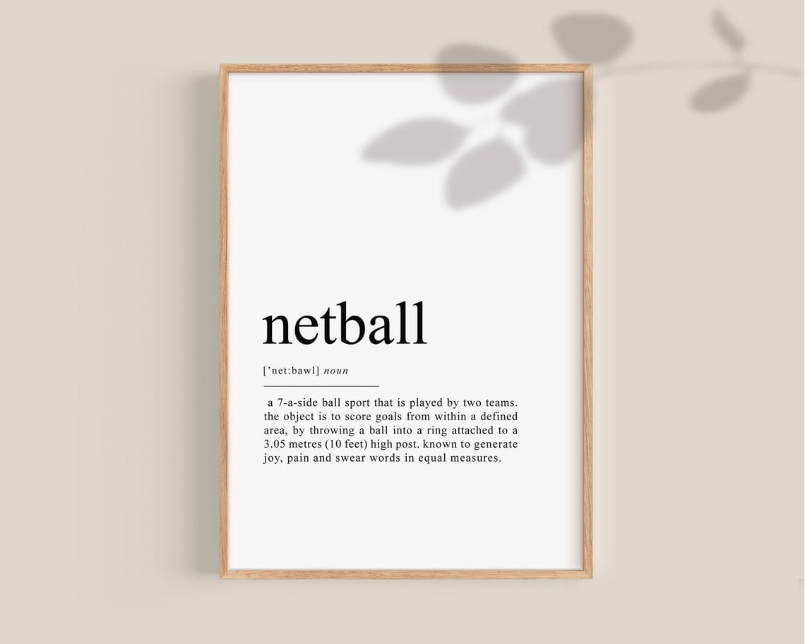Netball definition print Netball gift for Netball Player Netball Team ...