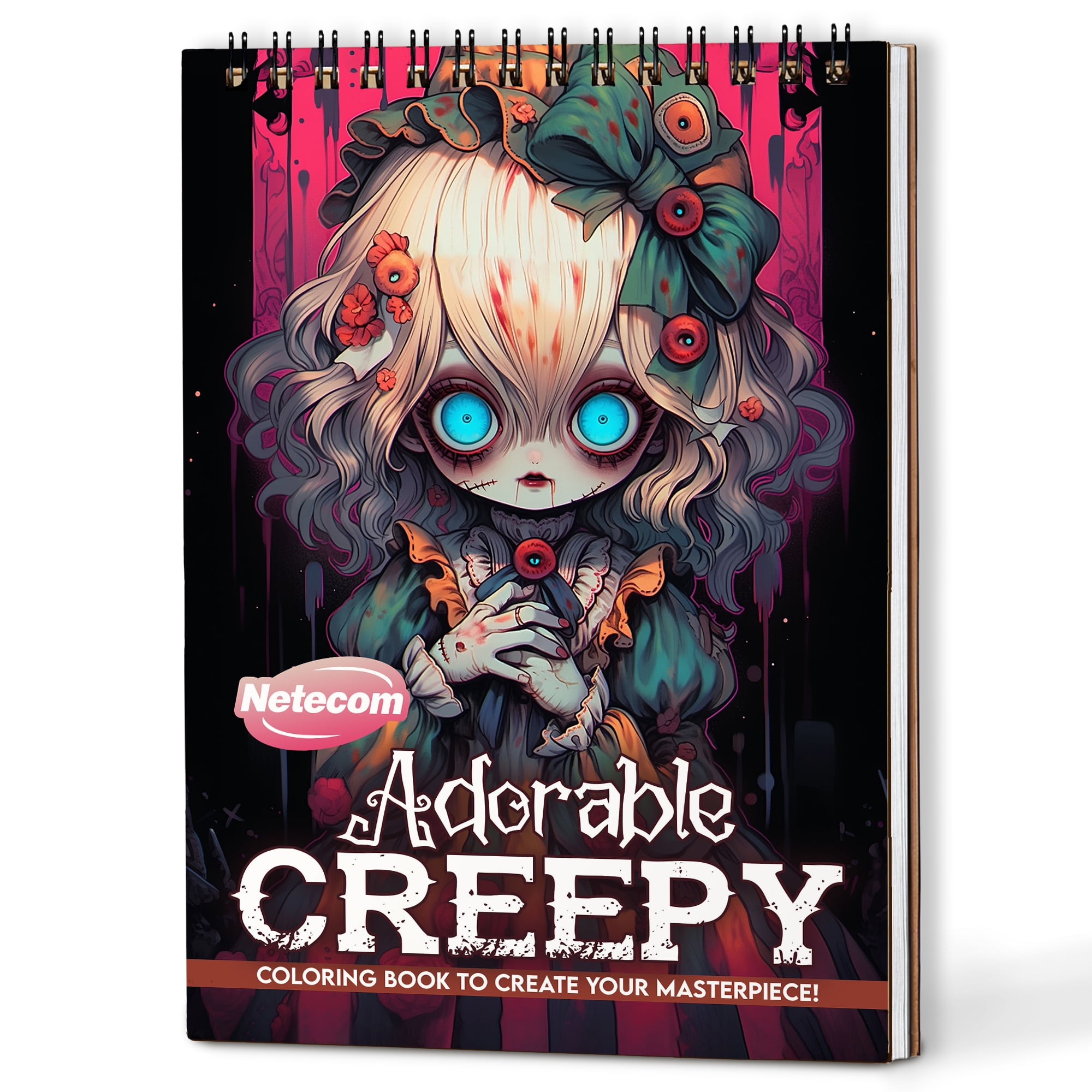 Netecom Adorable Creepy Adult Coloring Book Spiral Bound for Adults, A5 ...