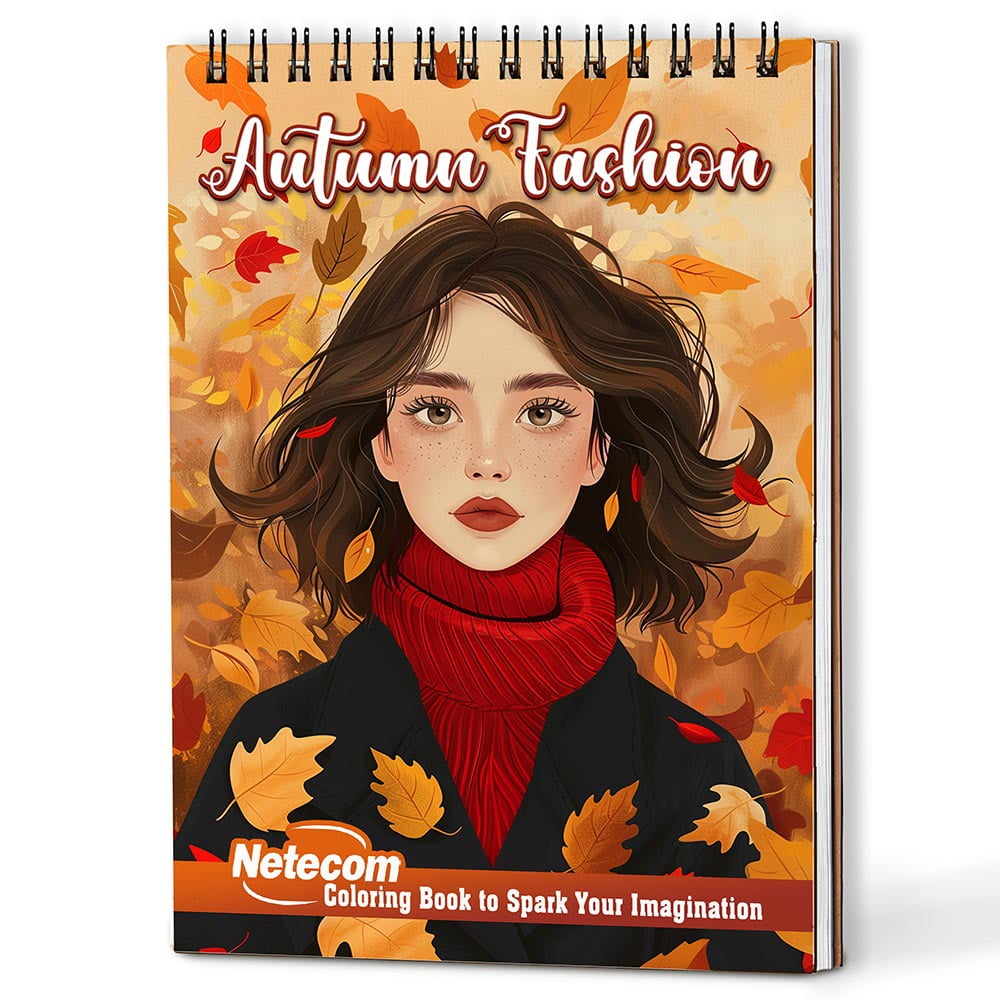 Netecom Autumn Fashion Coloring Book Spiral Bound for Adults, A5 Wooden ...