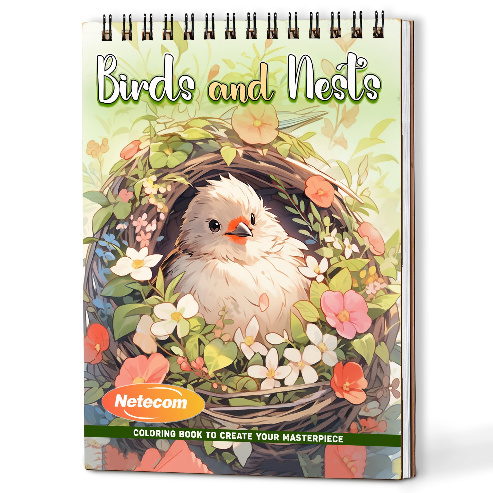 Netecom Birds and Nests Coloring Book Spiral Bound For Adults, A5 ...