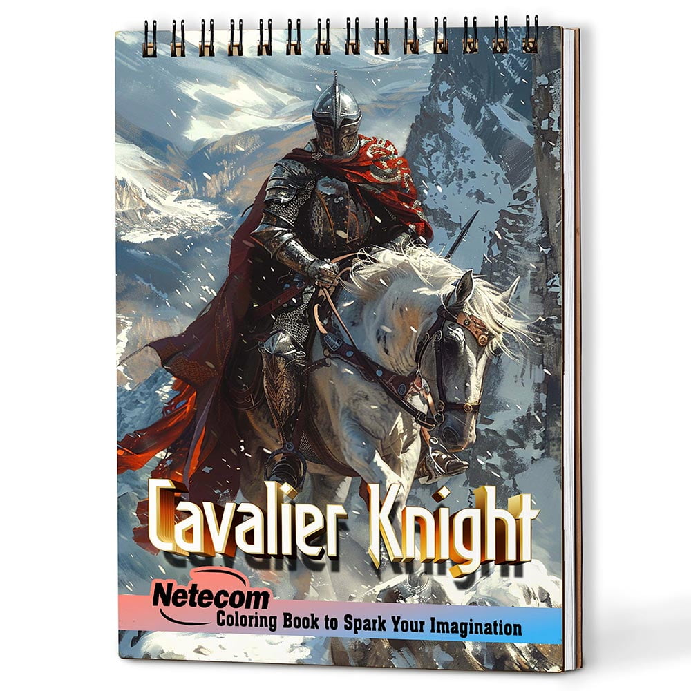 Netecom Cavalier Knight Coloring Book for Adults, A5 Wooden Cover, 30 Ancient Coloring Pages of ...