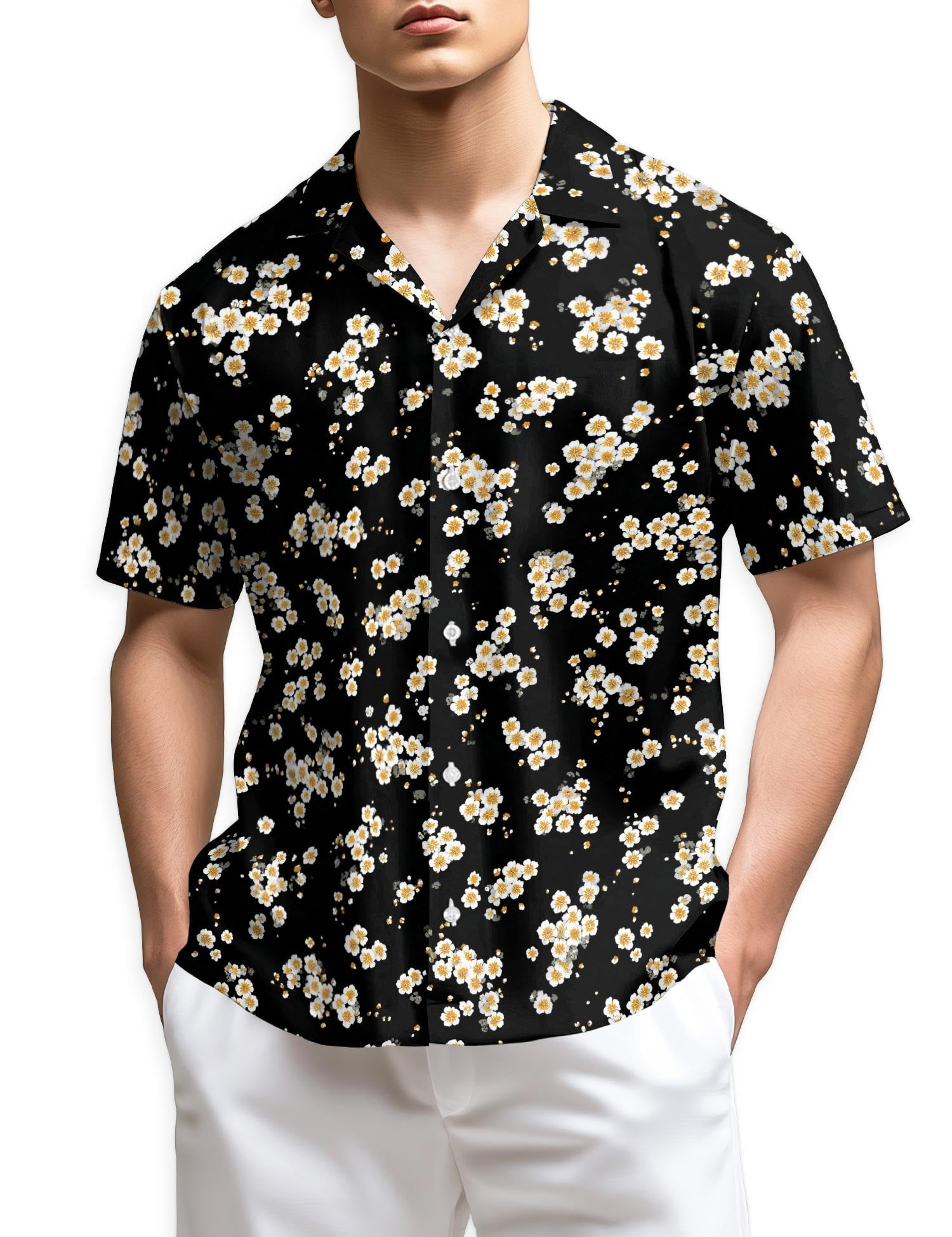 Netecom Cherry Blossom Hawaiian Shirt for Men, Retro Style, Tropical ...