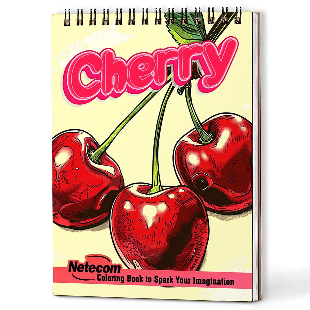 Netecom Cherry Coloring Book for Adults, A5 Wooden Cover, 30 Sweet and ...