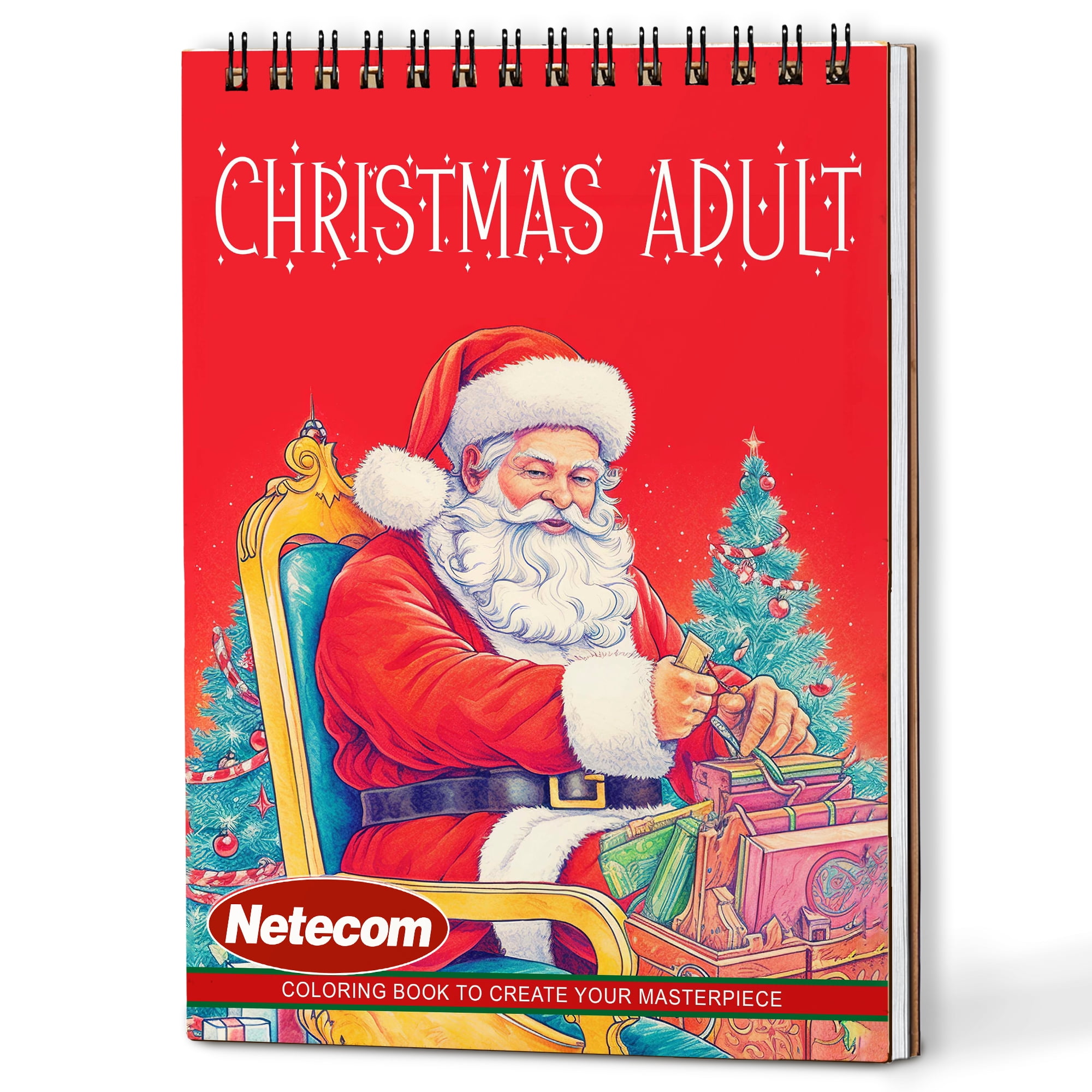 Netecom Christmas Adult Coloring Book Spiral Bound for Adults, A5 ...
