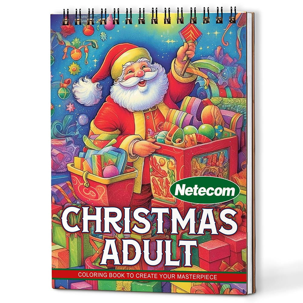 Netecom Christmas Adult Coloring Book Spiral Bound for Adults, A5 ...
