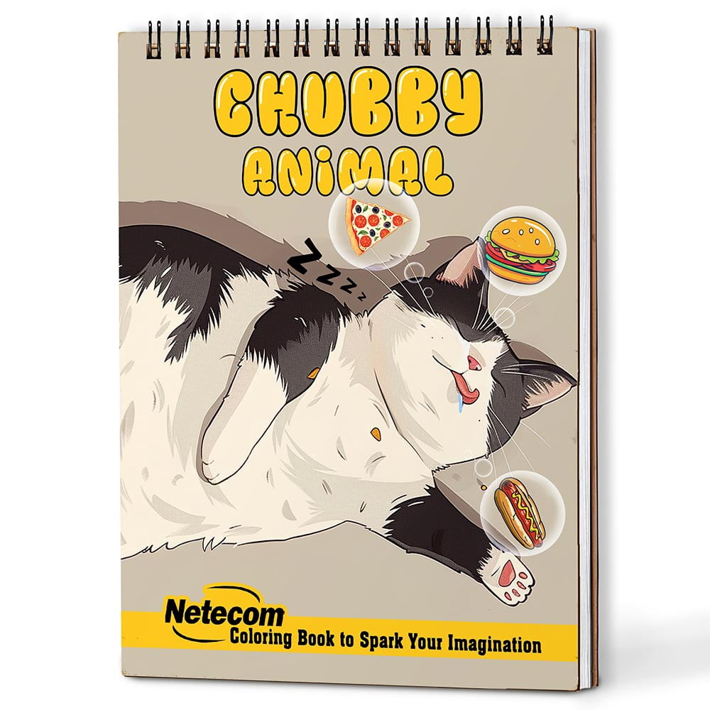 Netecom Chubby Animal Coloring Book Spiral Bound for Adults, A5 Wooden ...