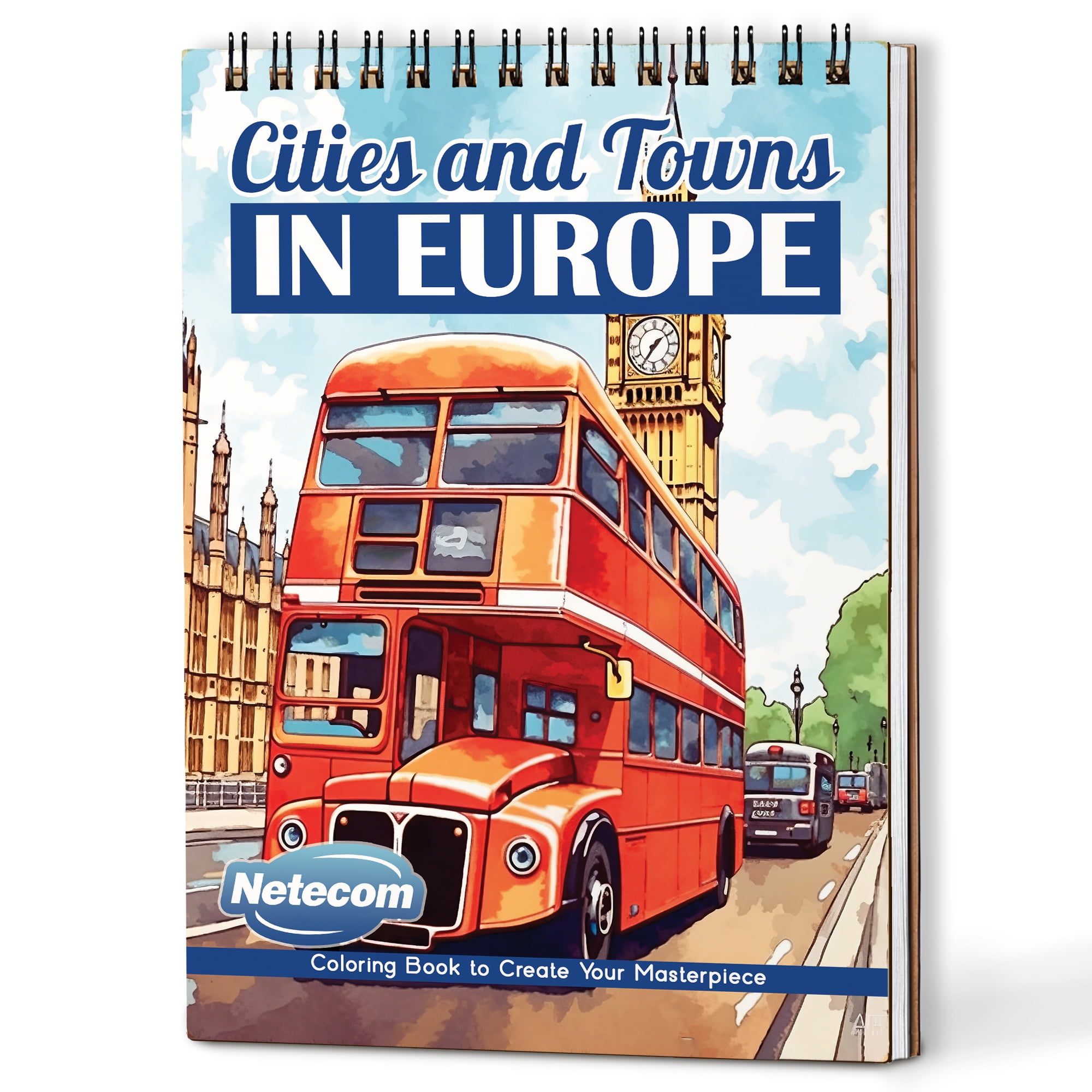 Netecom Cities and Towns In Europe Coloring Book Spiral Bound for ...