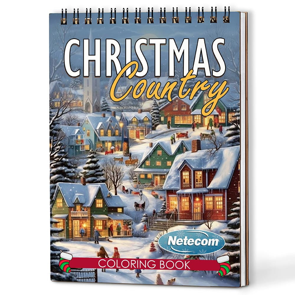 Netecom Country Christmas Coloring Book Spiral Bound for Adults, A5 ...