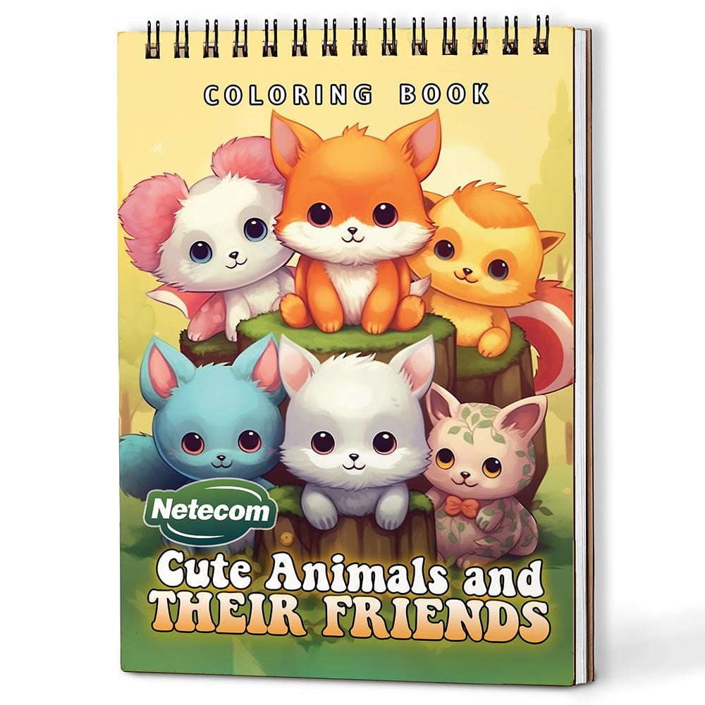 Netecom Cute Animals and Their Friends Coloring Book Spiral Bound for ...