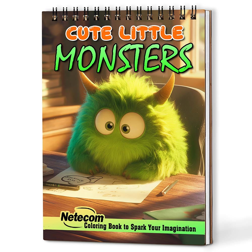 Netecom Cute Little Monsters Coloring Book for Adults, A5 Wooden Cover ...