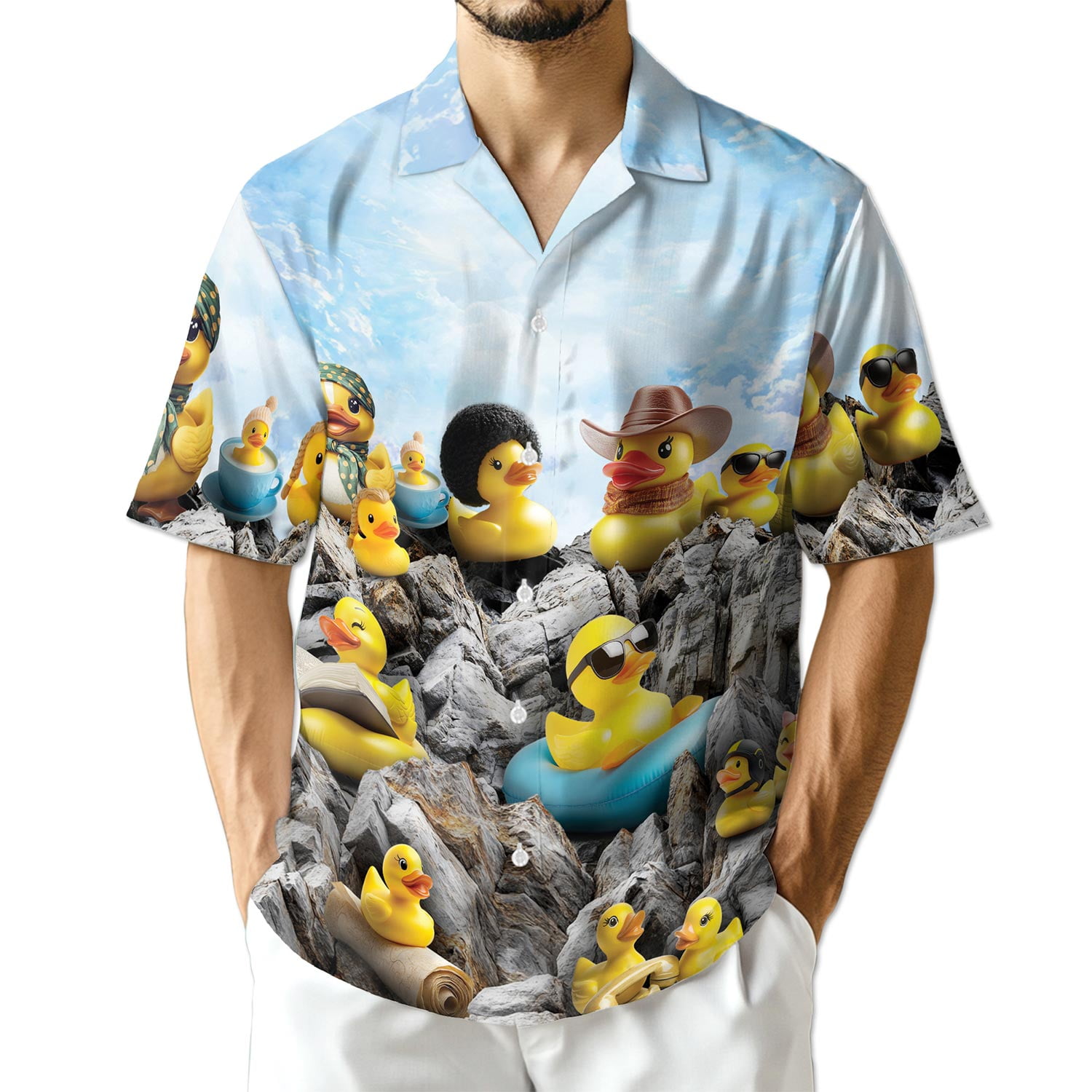 Netecom Cute Rubber Duck Hawaiian Shirt for Men, Duck Lover Gift ...