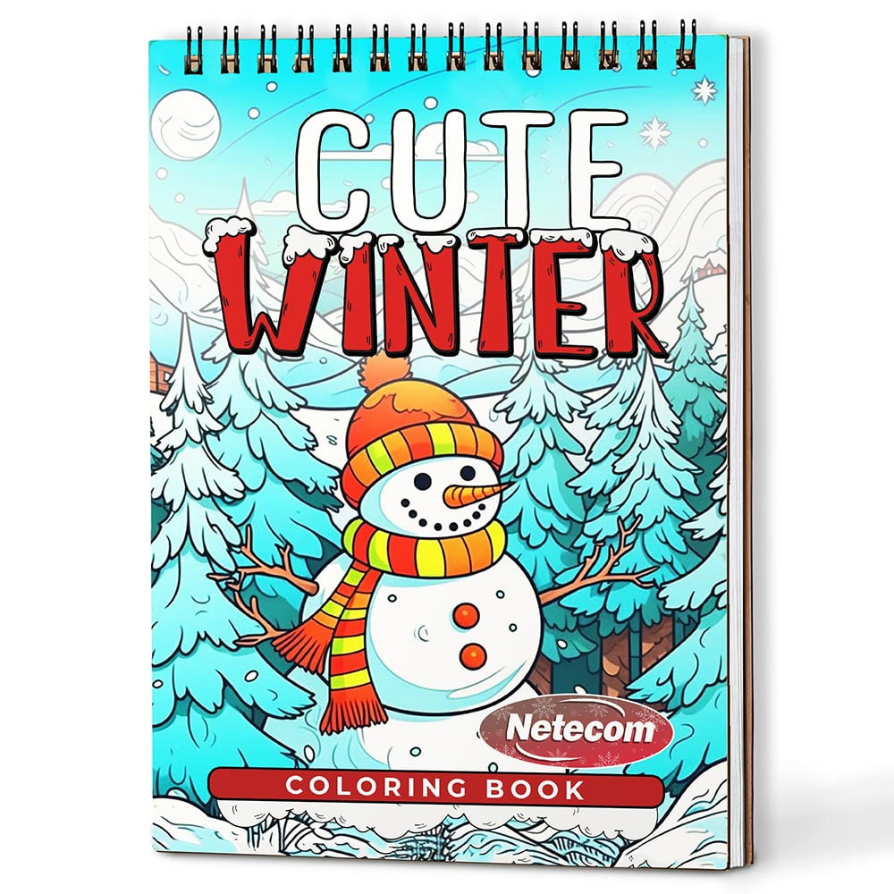 Netecom Cute Winter Coloring Book Spiral Bound for Adults, A5 Wooden ...