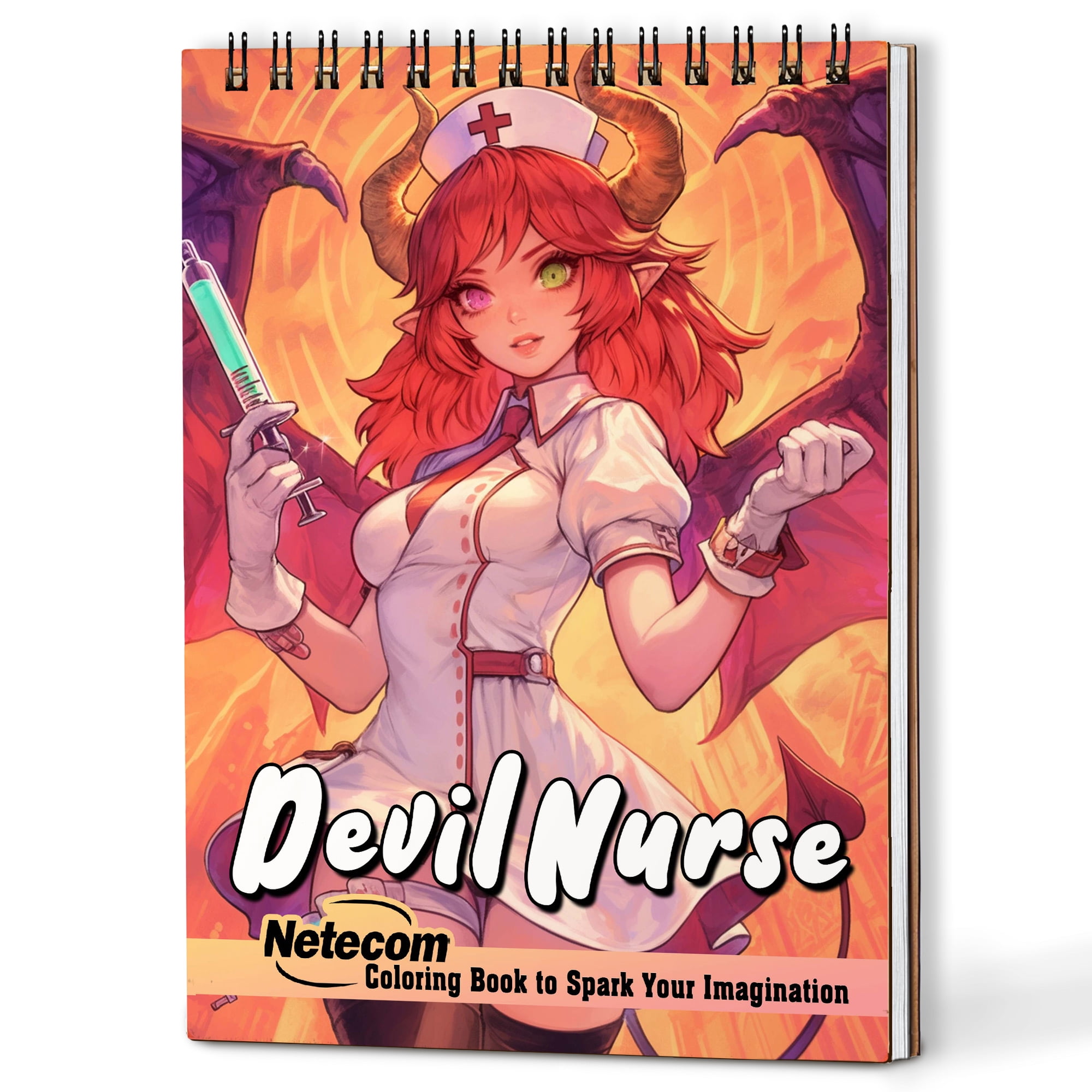 Netecom Devil Nurse Coloring Book for Adults, A5 Wooden Cover, 30 Enchanting Coloring Pages of ...