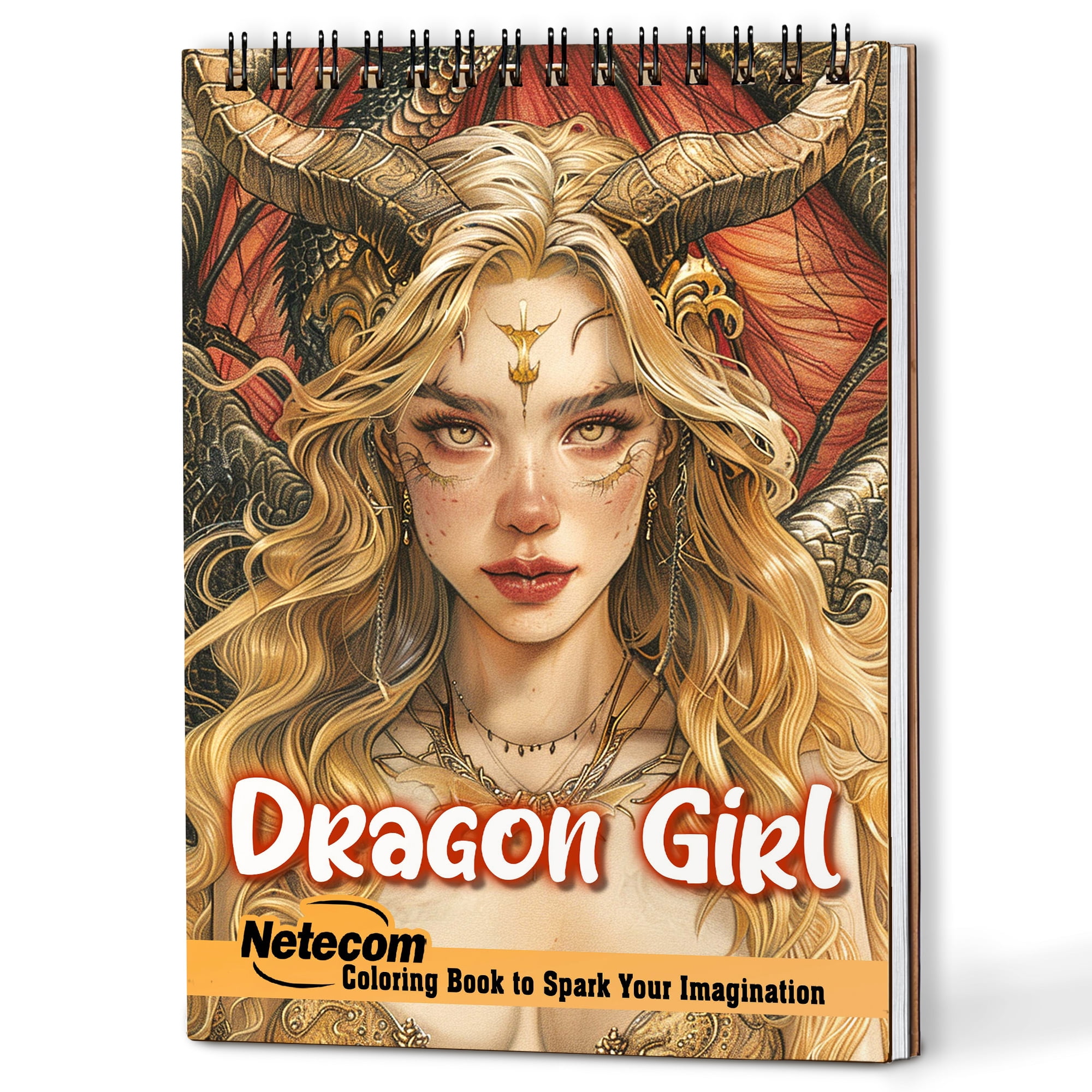 Netecom Dragon Girl Coloring Book for Adults, A5 Wooden Cover, 30 ...