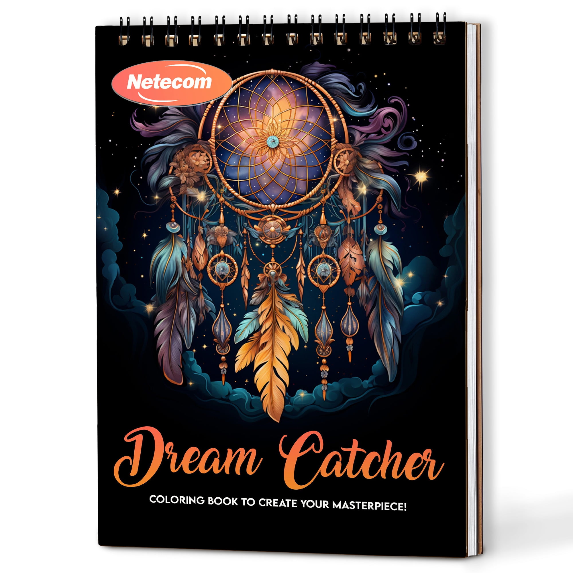 Netecom Dream Catcher Coloring Book Spiral Bound For Adults, A5 Wooden ...