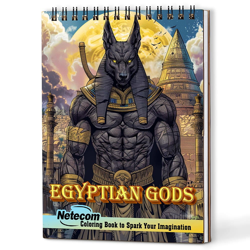 Netecom Egyptian Gods Coloring Book for Adults, A5 Wooden Cover, Spiral ...