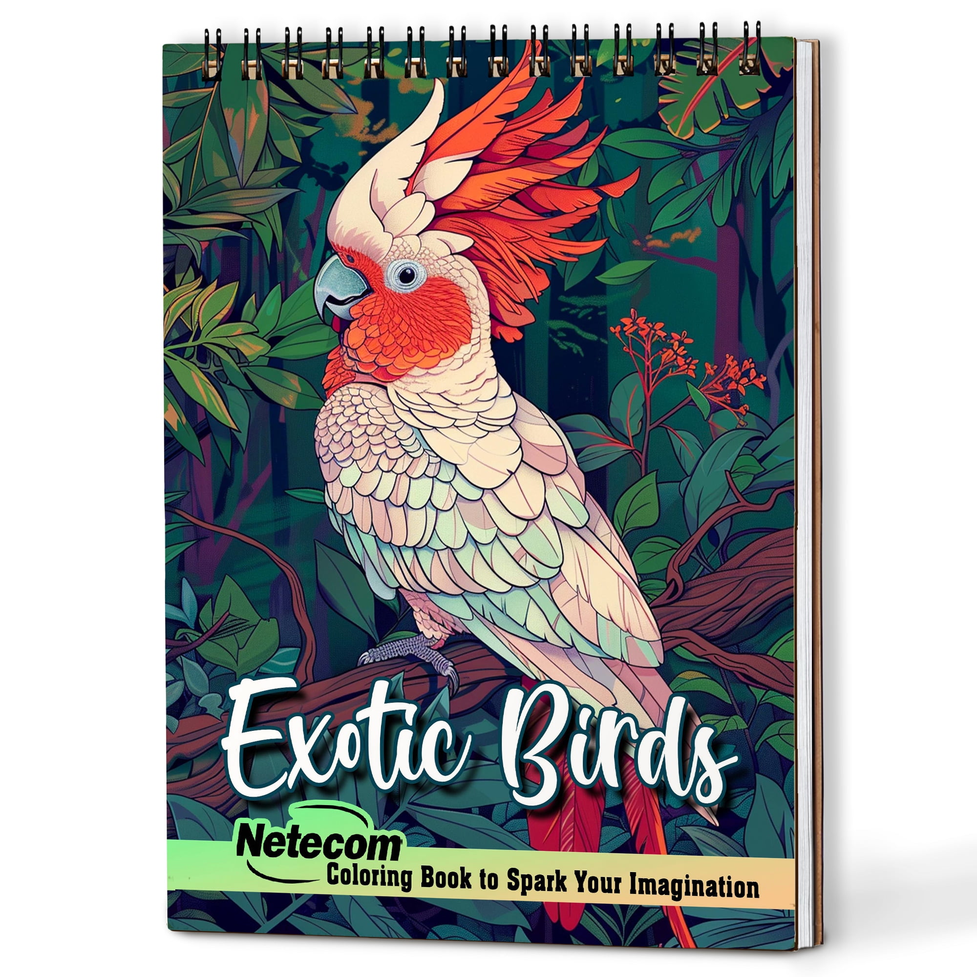 Netecom Exotic Birds Coloring Book for Adults, A5 Wooden Cover, 30 ...