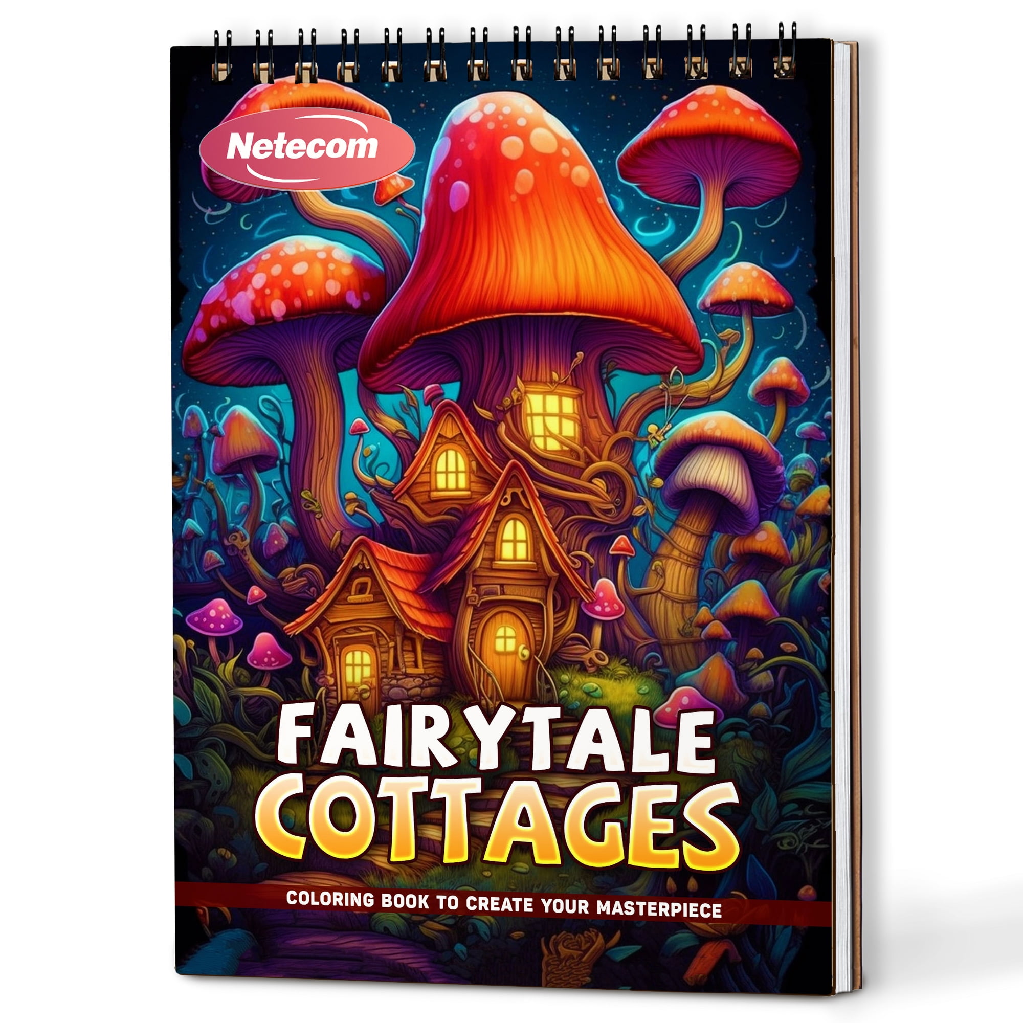 Netecom Fairytale Cottages Coloring Book Spiral Bound For Adults, A5 ...