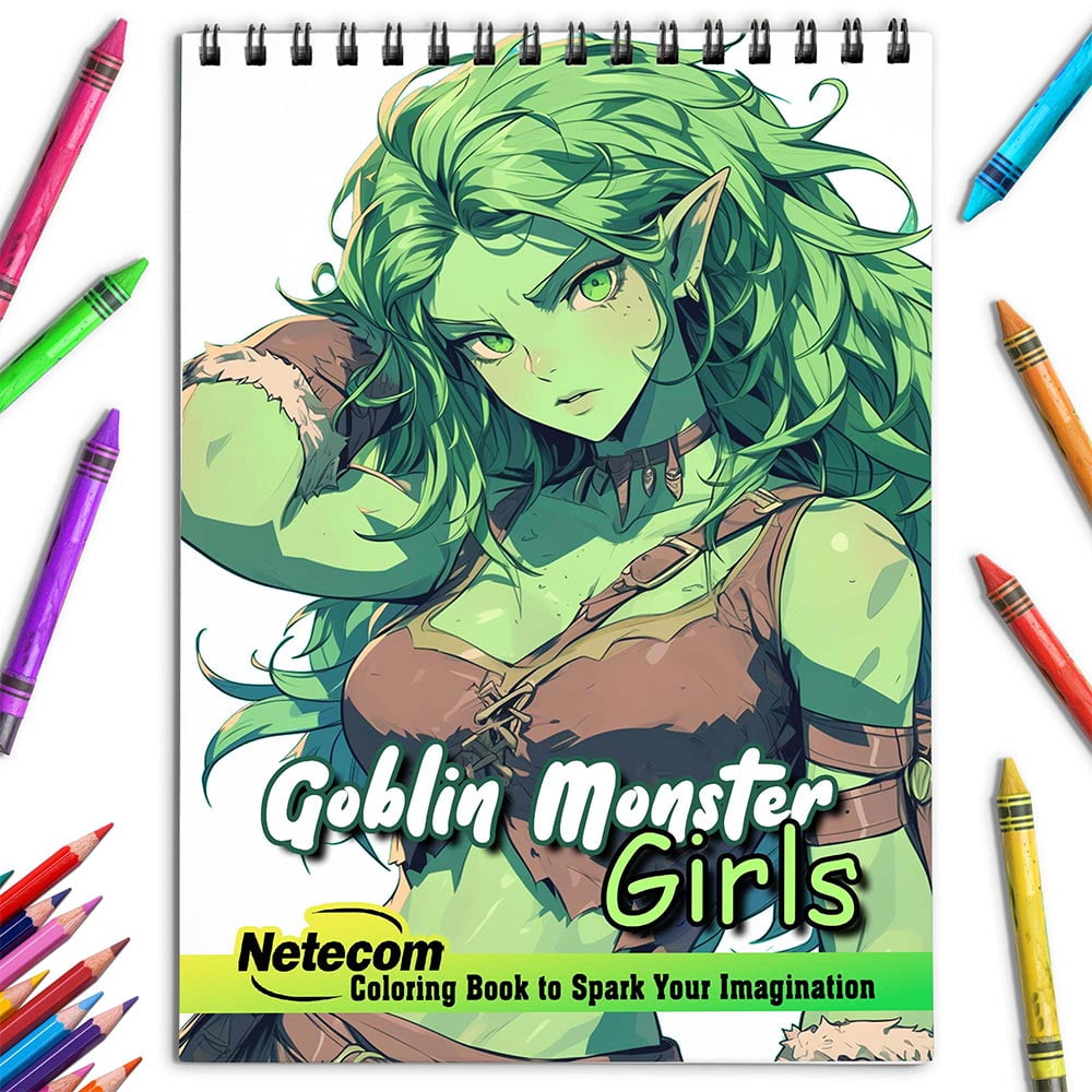 Netecom Goblin Monster Girls Coloring Book for Adults, Spiral Bound ...