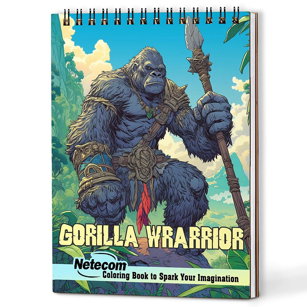 Netecom Gorilla Warrior Coloring Book for Adults, A5 Wooden Cover, 30 ...