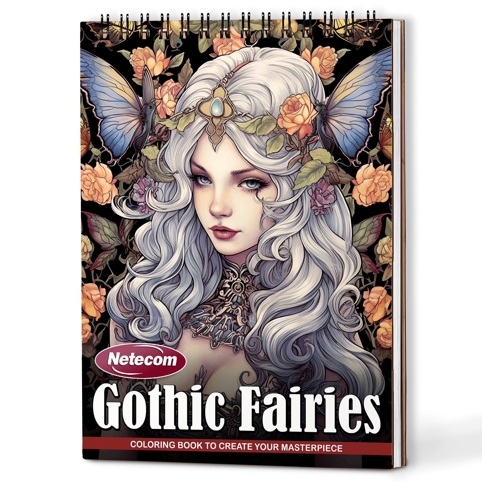 Netecom Gothic Fairies Coloring Book for Adults, Spiral Bound Edition ...