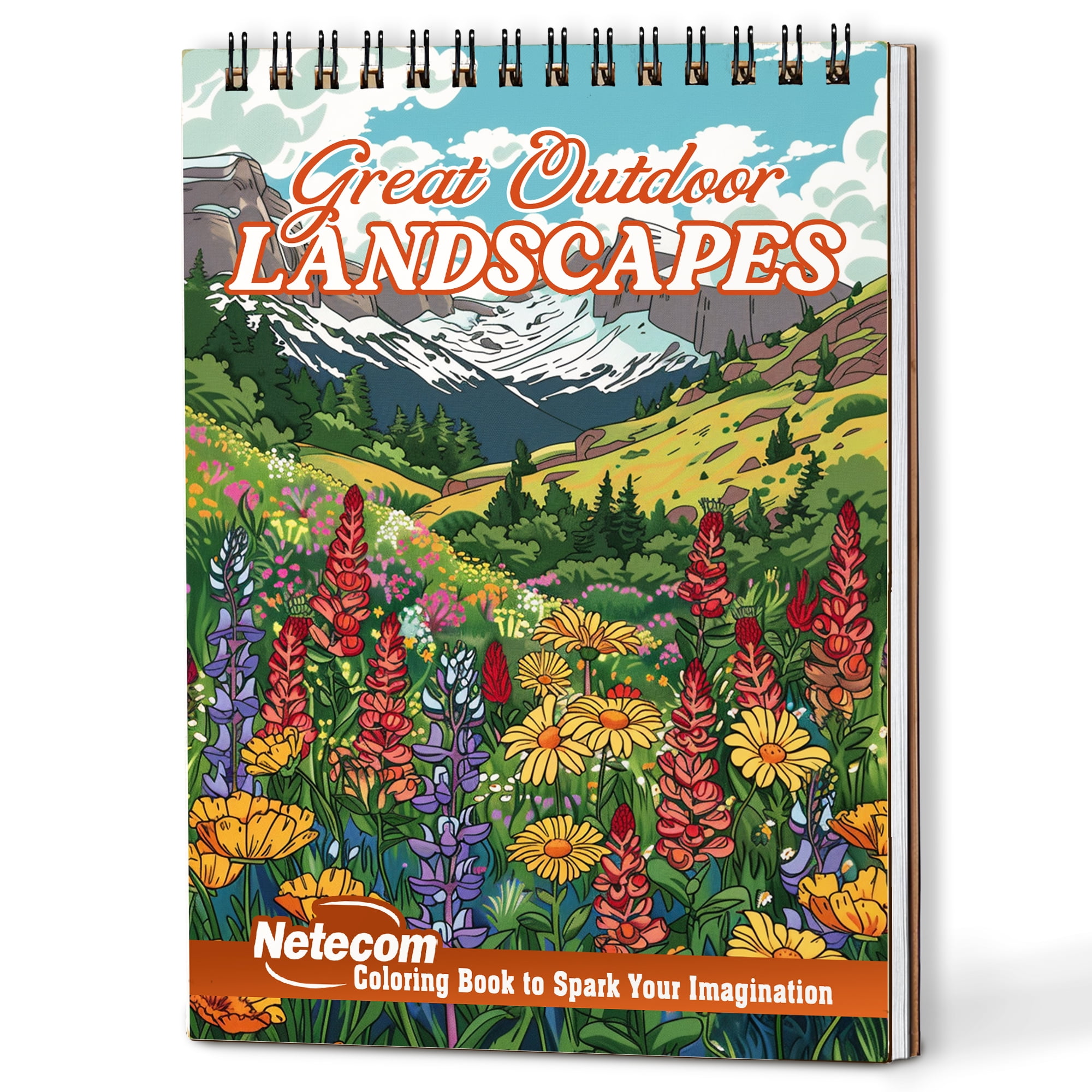 Netecom Great Outdoor Landscapes Coloring Book Spiral Bound for Adults ...