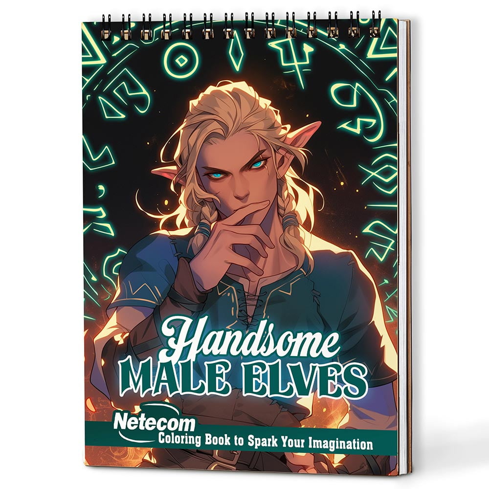 Netecom Handsome Male Elves Coloring Book Spiral Bound for Adults, A5 ...