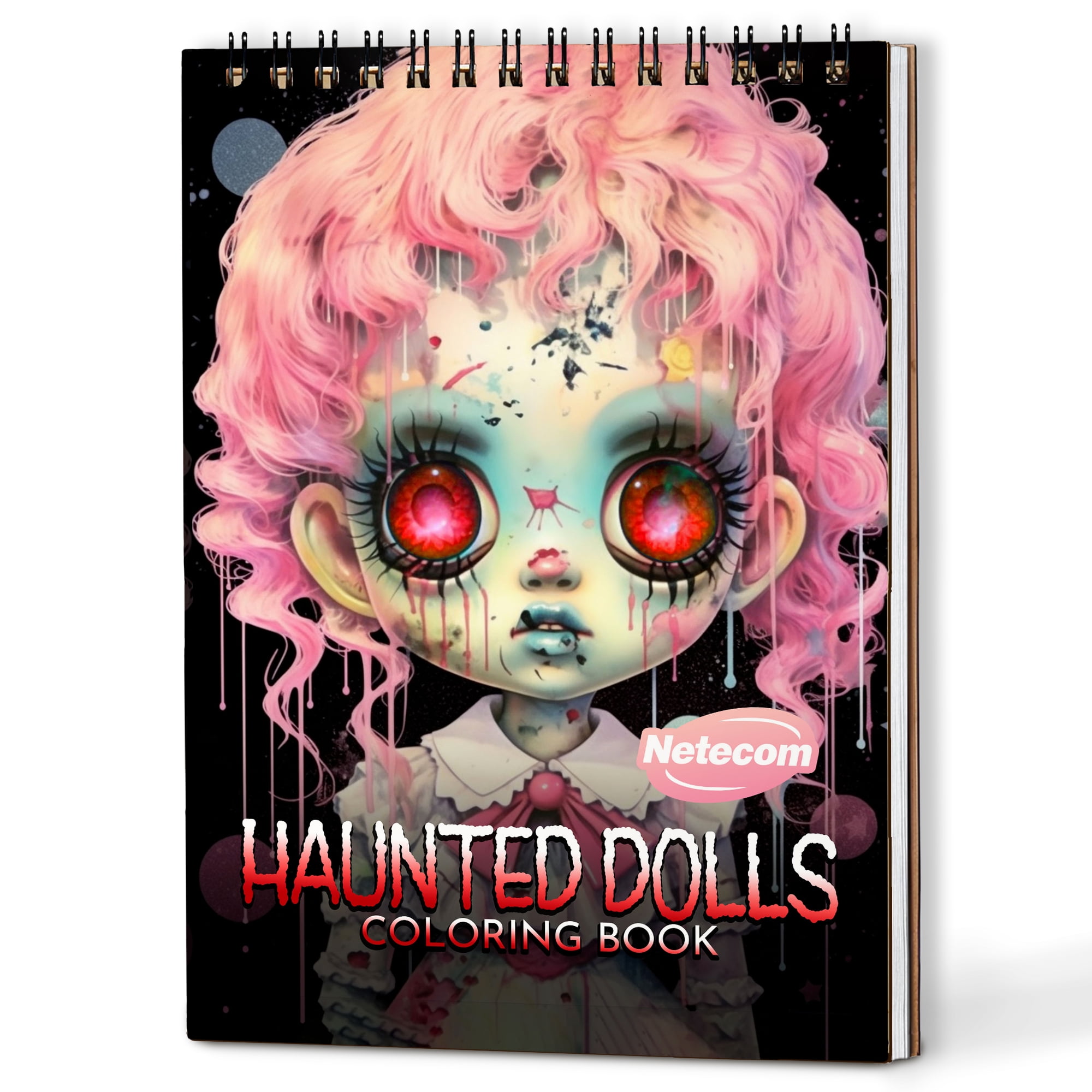 Netecom Haunted Dolls Coloring Book Spiral Bound for Adults, A5 Wooden ...