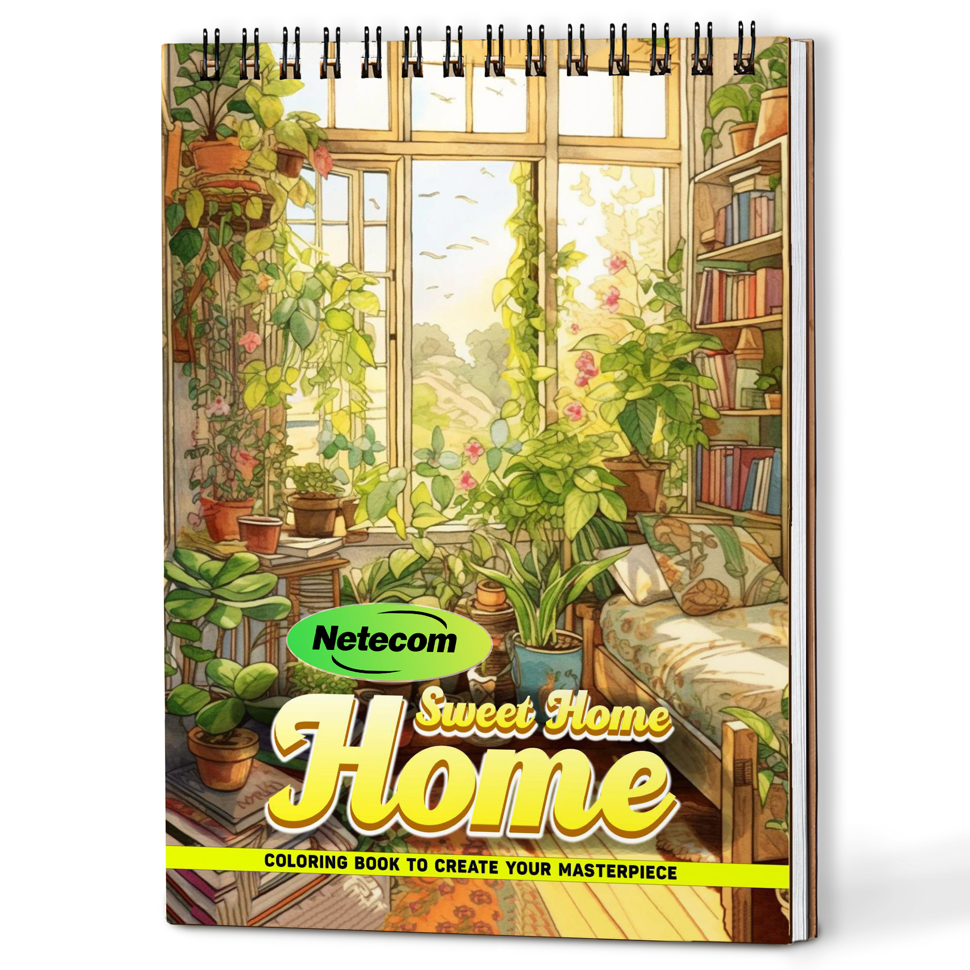 Netecom Home Sweet Home Coloring Book Spiral Bound For Adults, A5 ...