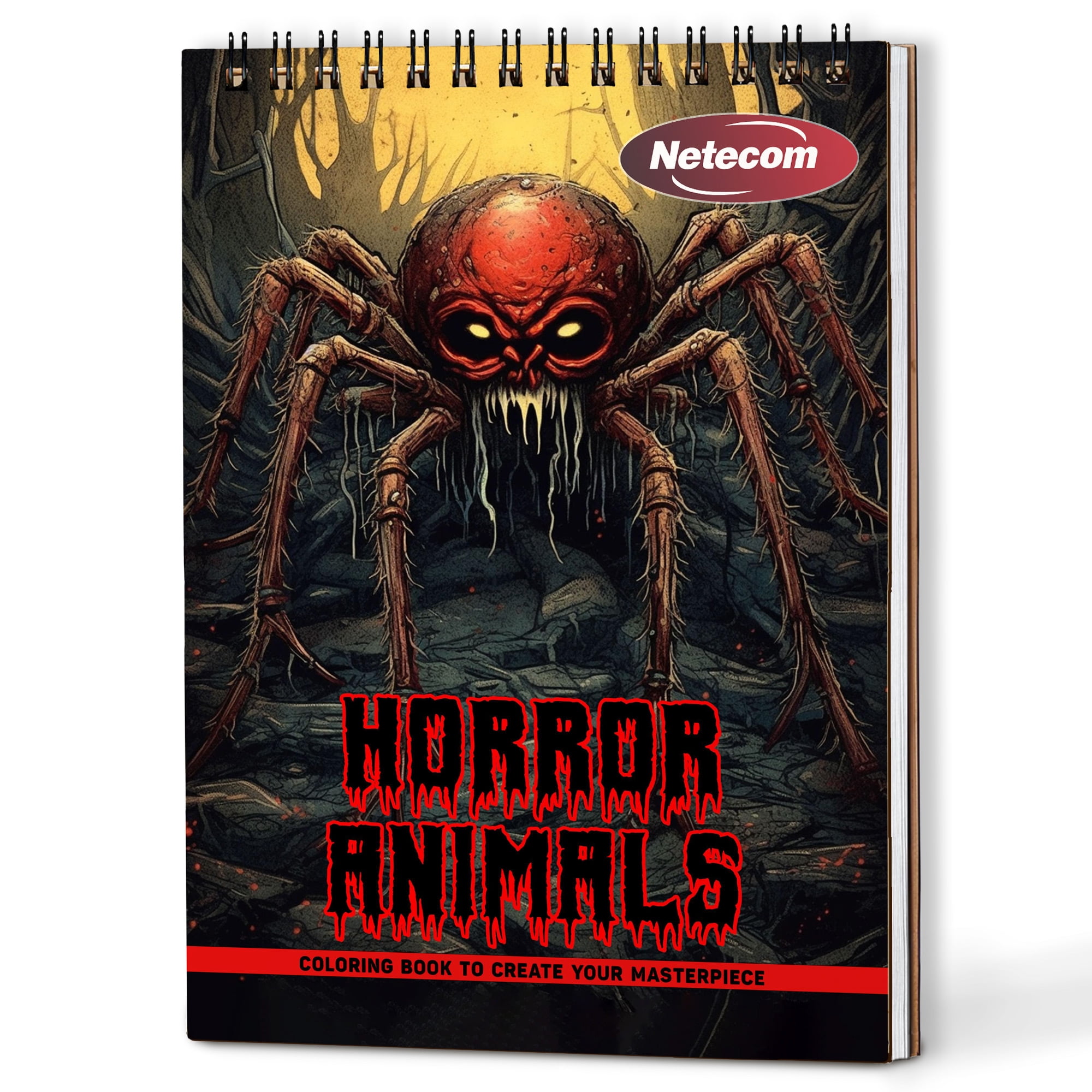 Netecom Horror Animals Coloring Book Spiral Bound For Adults, A5 Wooden ...