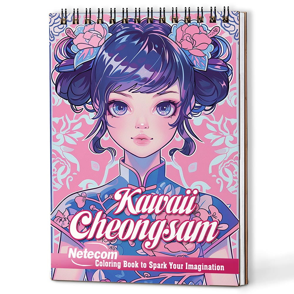 Netecom Kawaii Cheongsam Coloring Book Spiral Bound for Adults, A5 ...