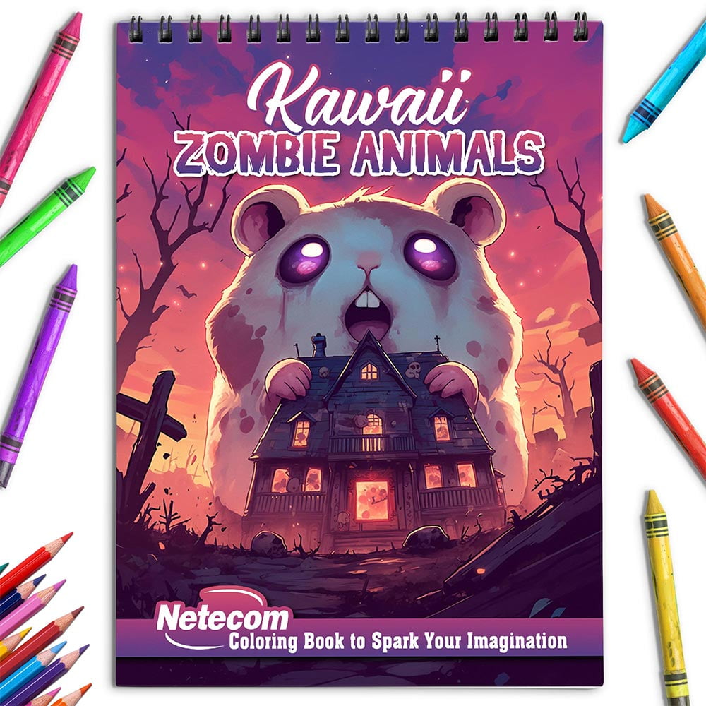 Netecom Kawaii Zombie Animals Coloring Book Spiral Bound for Adult ...