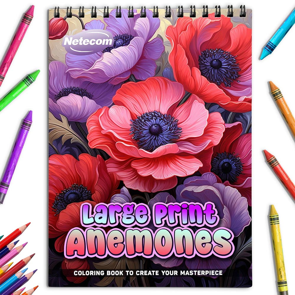 Netecom Large Print Anemones Coloring Book for Adults, Spiral Bound ...