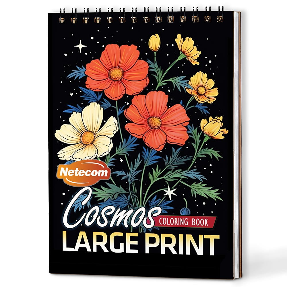 Netecom Large Print Cosmos Coloring Book Spiral Bound for Adults, A5 ...