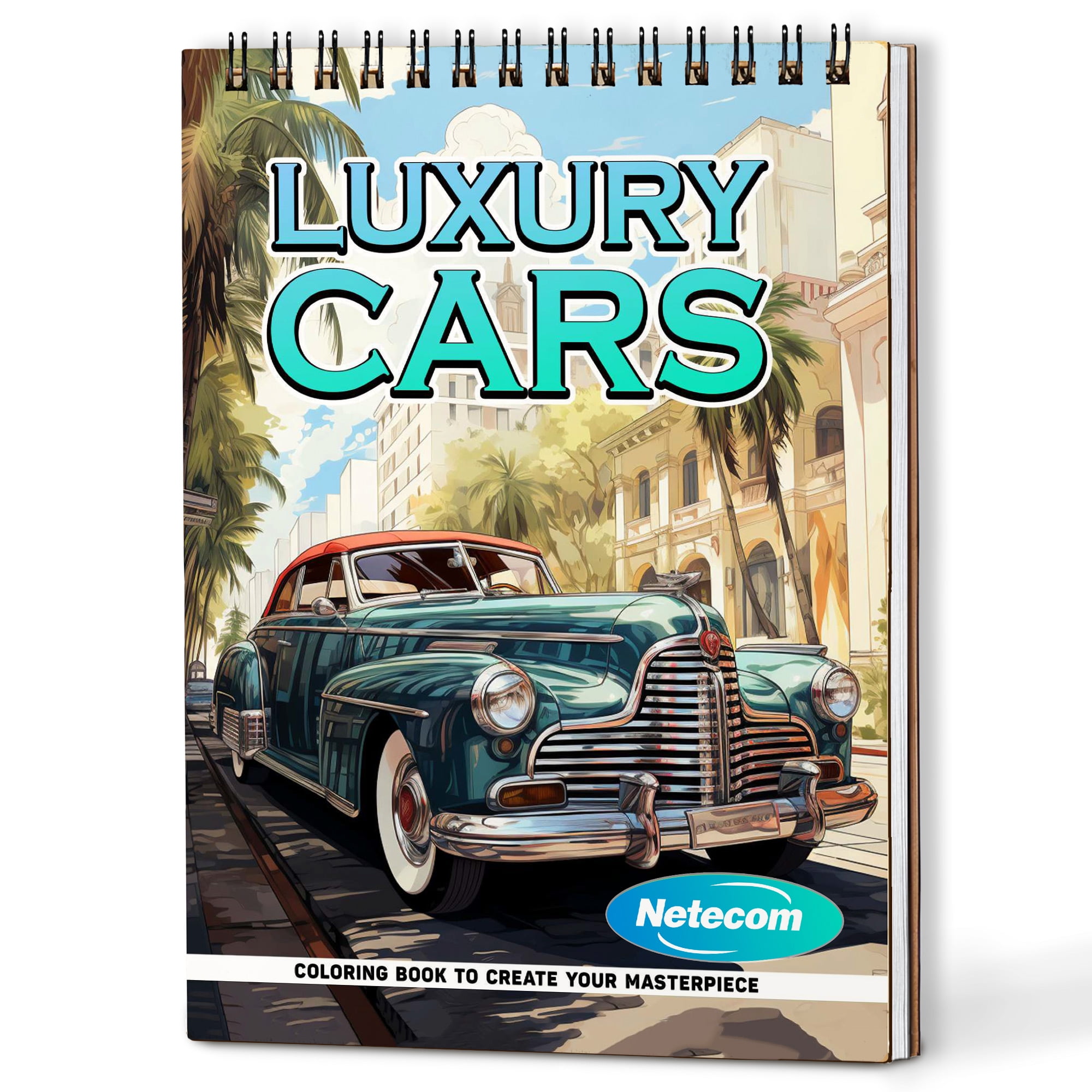 Netecom Luxury Cars Coloring Book Spiral Bound For Adults, A5 Wooden ...