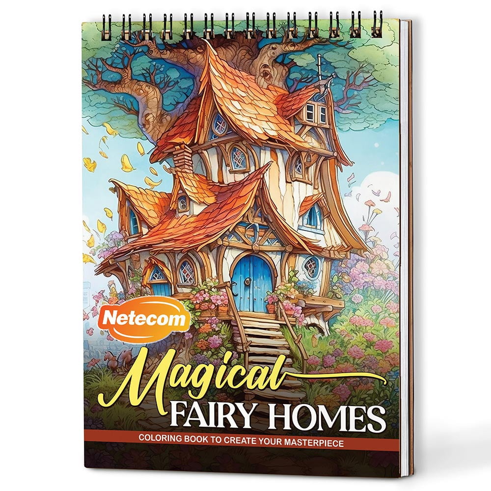 Netecom Magical Fairy Homes Coloring Book Spiral Bound for Adults, A5 ...