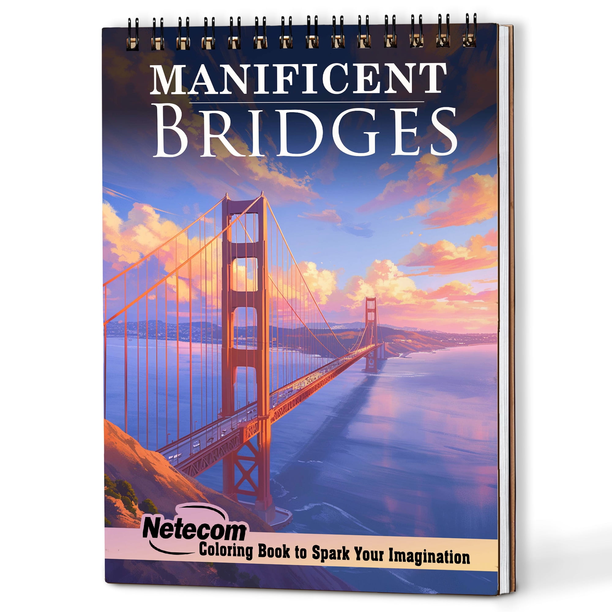 Netecom Magnificent Bridges Coloring Book for Adults, A5 Wooden Cover ...