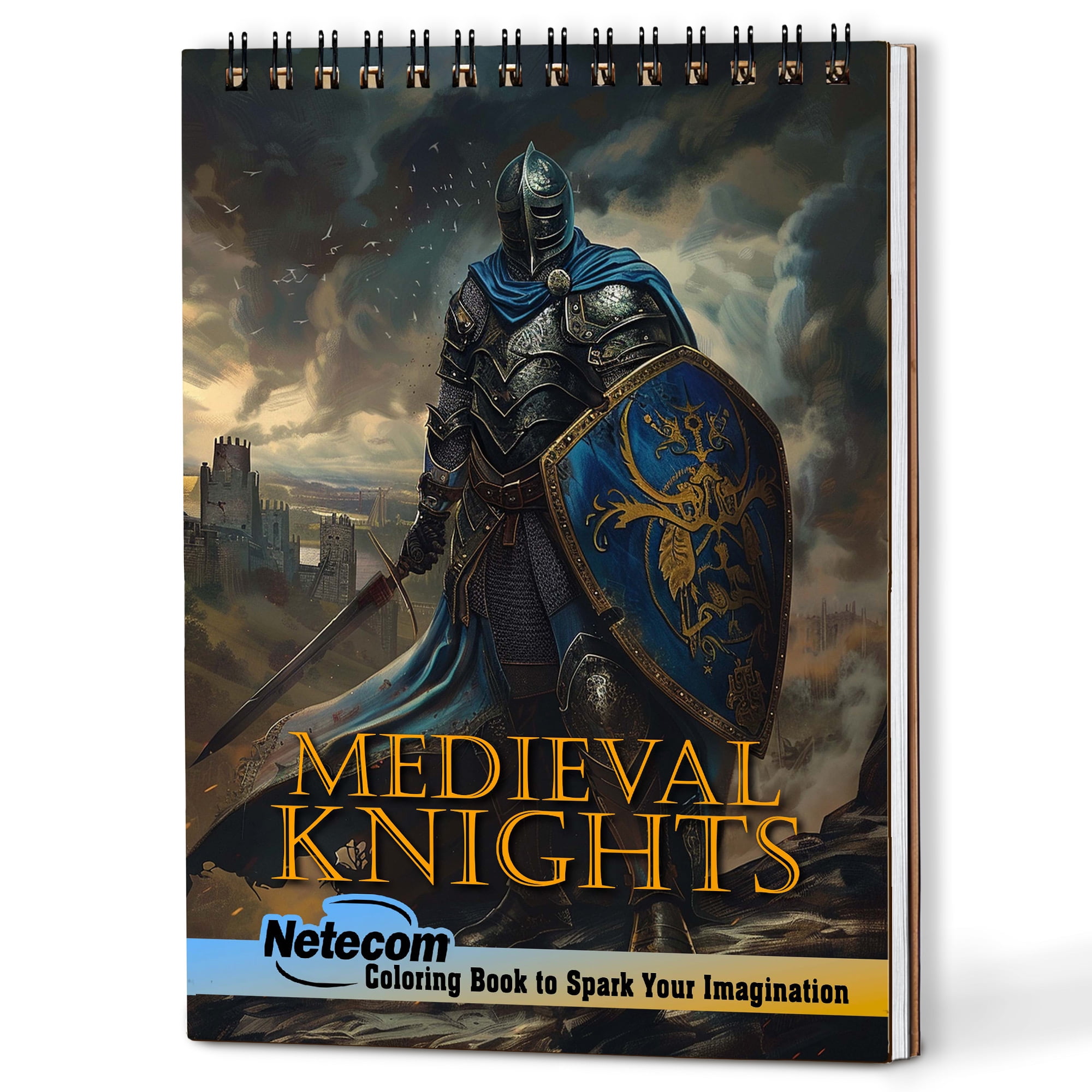 Netecom Medieval Knights Coloring Book for Adults, A5 Wooden Cover, 30 ...