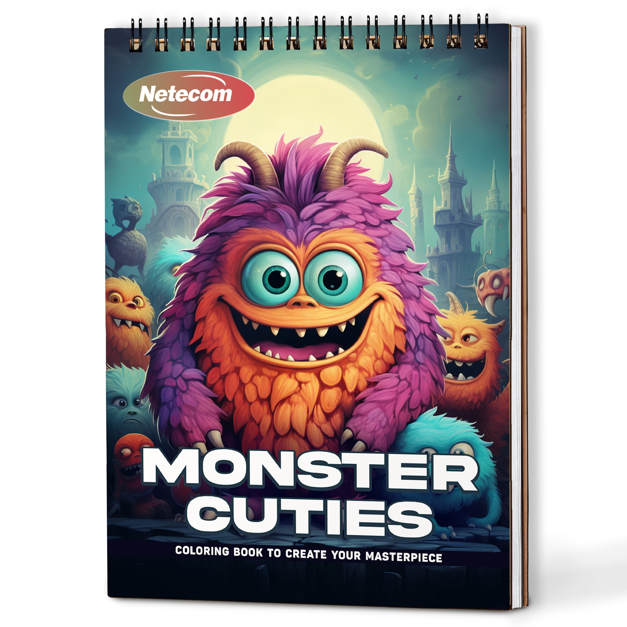 Netecom Monster Cuties Coloring Book Spiral Bound For Adults, A5 Wooden ...