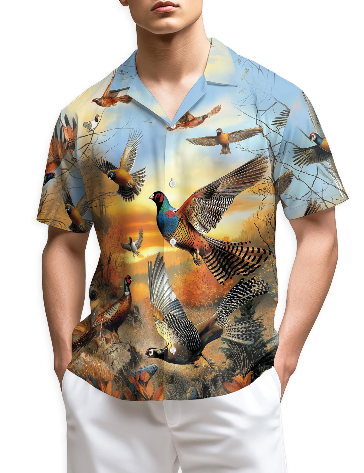 Netecom Retro Pheasant Hawaiian Shirt for Men, Bird Lover Gifts, Animal ...