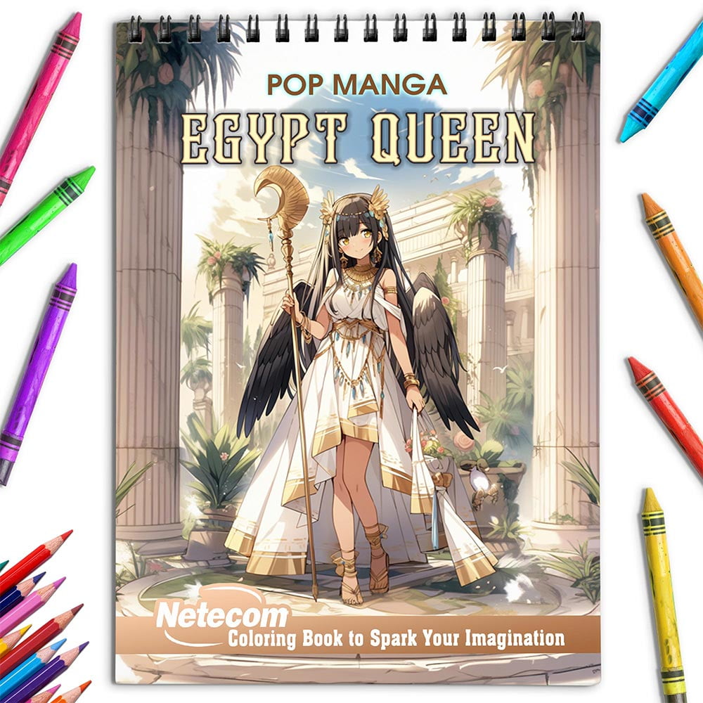 Netecom Pop Manga Egypt Queen Coloring Book for Adults, Spiral Bound ...