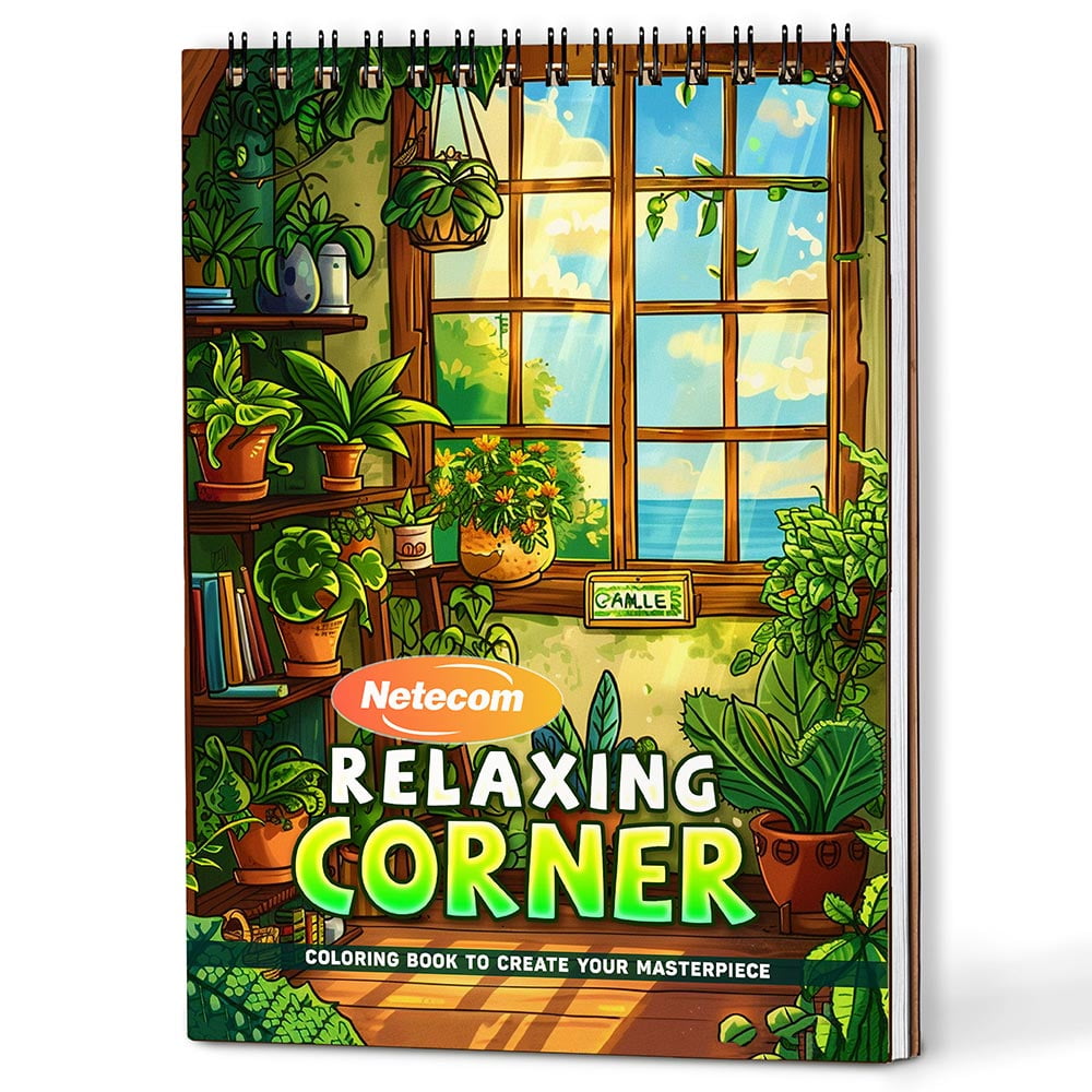 Netecom Relaxing Corner Coloring Book Spiral Bound For Adults, A5 ...