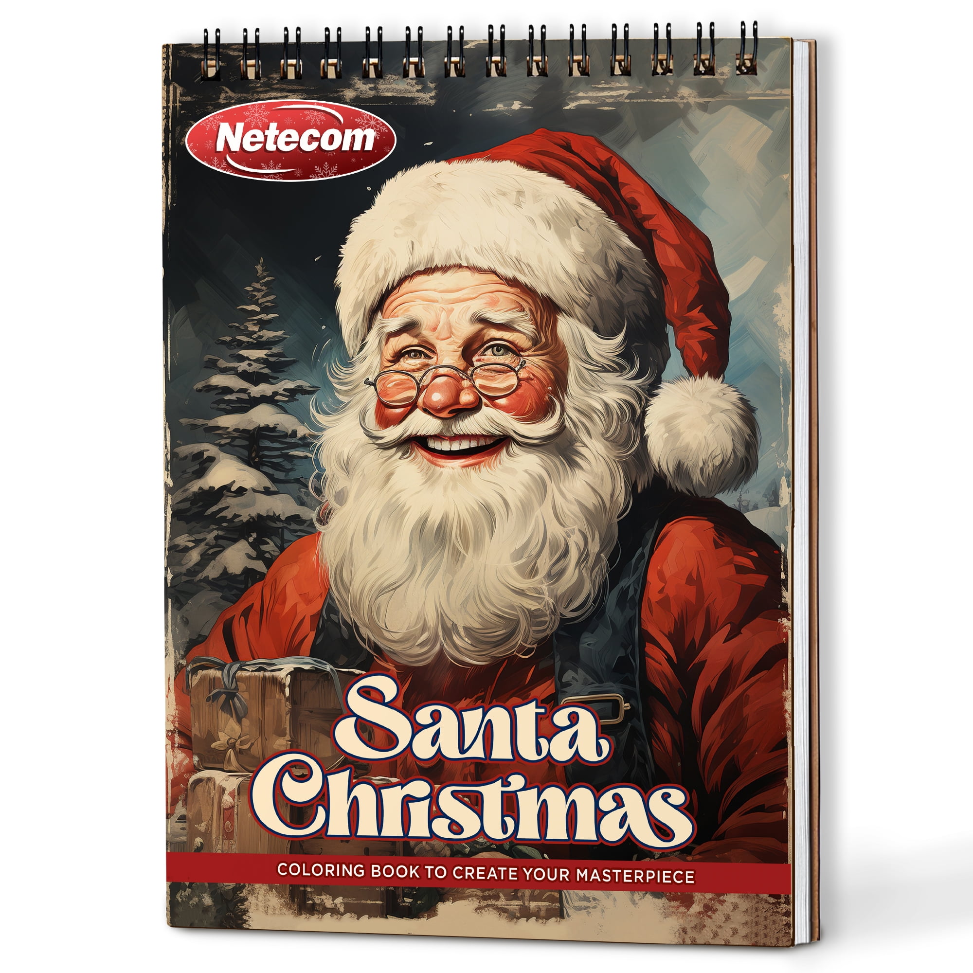 Netecom Santa Christmas Coloring Book Spiral Bound for Adults, A5 ...