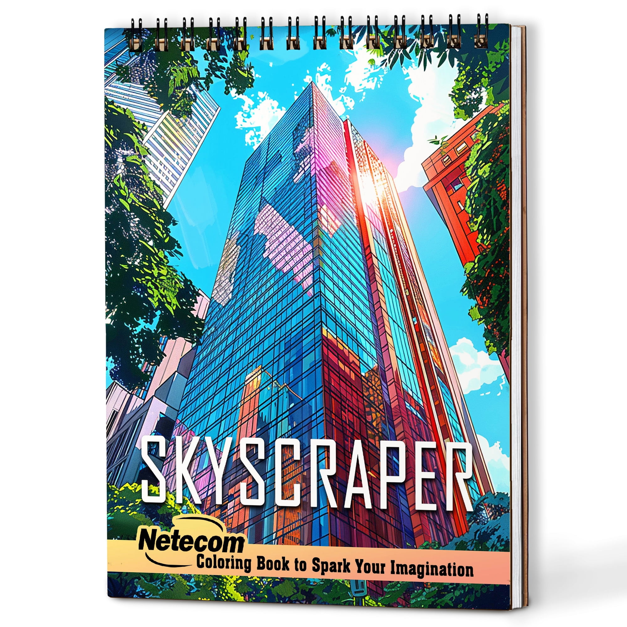 Netecom Skyscraper Coloring Book for Adults, A5 Wooden Cover, 30 ...
