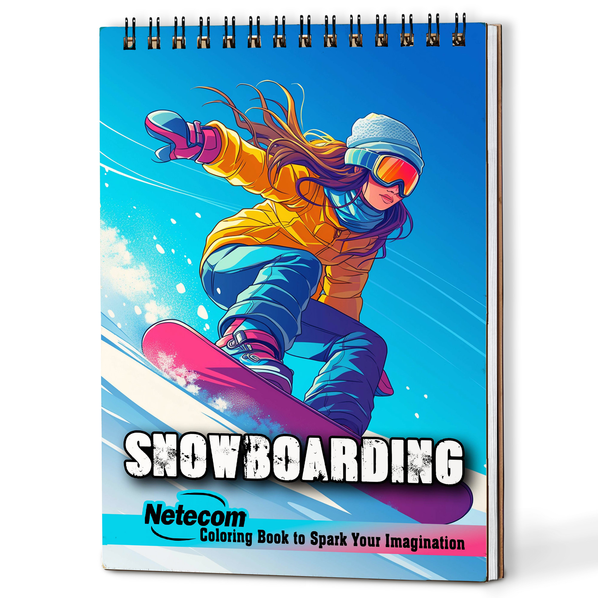 Netecom Snowboarding Coloring Book for Adults, A5 Wooden Cover, Spiral ...