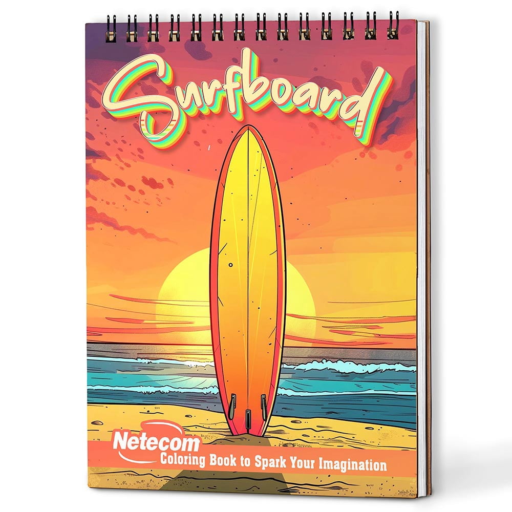 Netecom Surfboard Coloring Book for Adults, A5 Wooden Cover, 30 ...