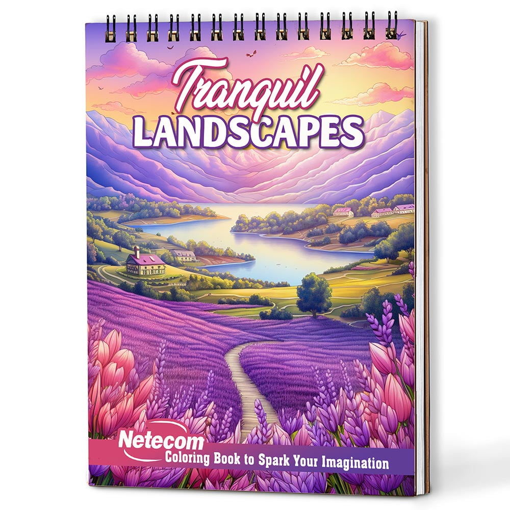 Netecom Tranquil Landscapes Coloring Book Spiral Bound for Adults, A5 ...