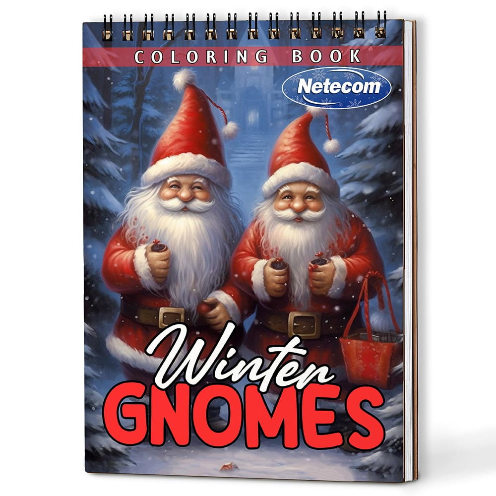Netecom Winter Gnomes Coloring Book Spiral Bound for Adults, A5 Wooden ...