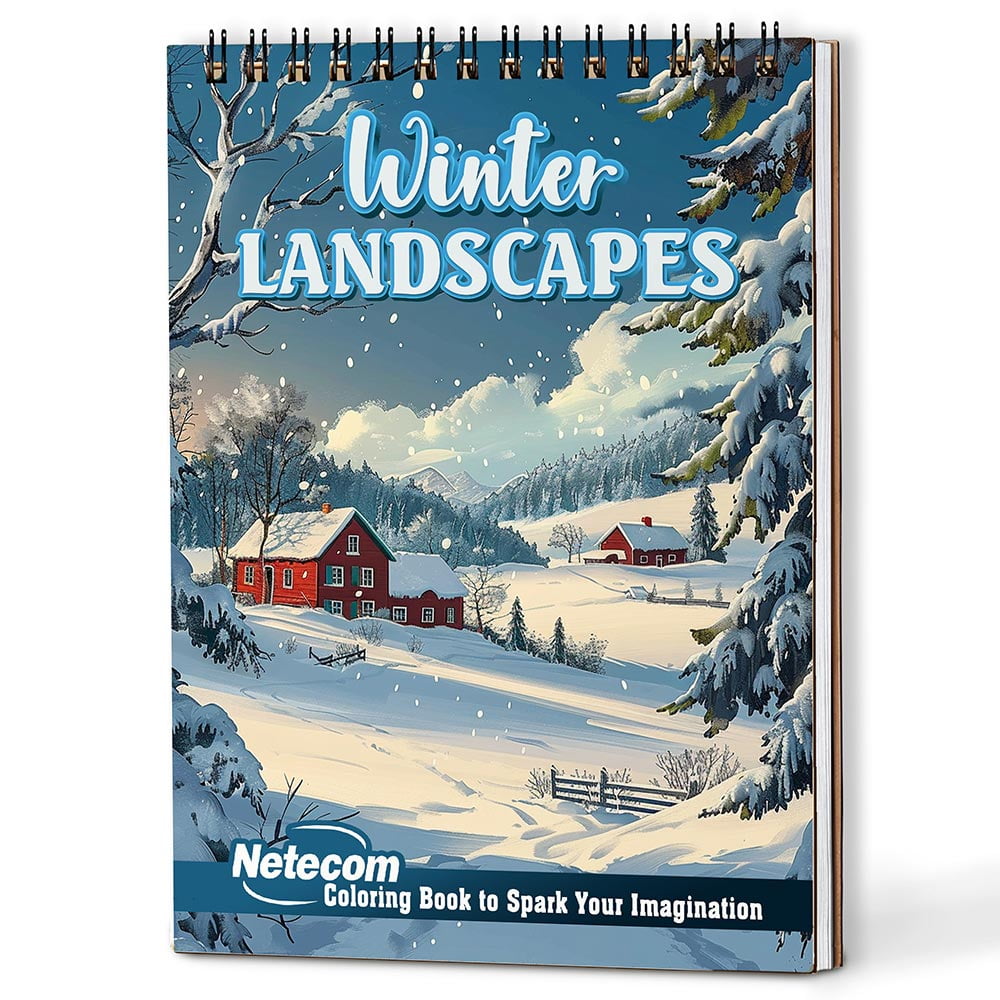 Netecom Winter Landscapes Coloring Book Spiral Bound for Adults, A5 ...